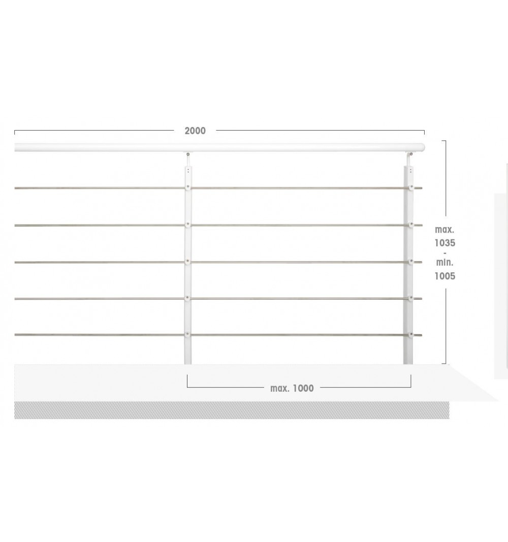 Kit de garde-corps 2M en fixation latérale Inoline White - La Boutique Booa